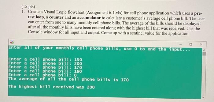 Solved (15 pts) 1. Create a Visual Logic flowchart | Chegg.com