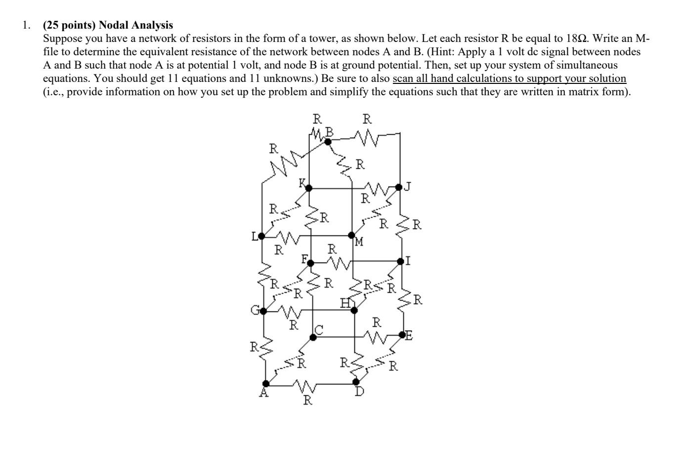 Solved (25 points) Nodal Analysis Suppose you have a network | Chegg.com