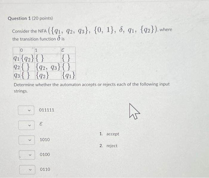Solved Consider the NFA ({q1,q2,q3},{0,1},δ,q1,{q2}), where | Chegg.com