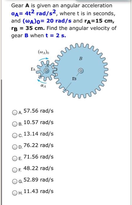 Solved Gear A is given an angular acceleration QA= 4t2 | Chegg.com
