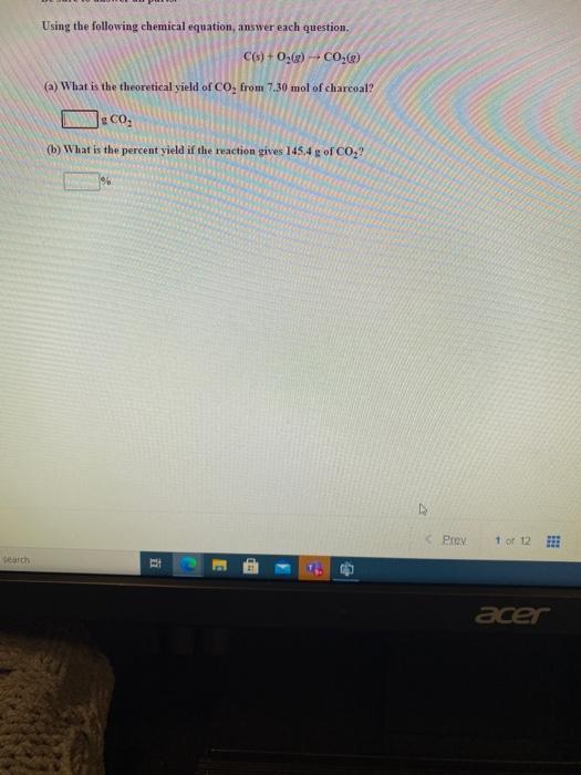 Solved Using The Following Chemical Equation Answer Each