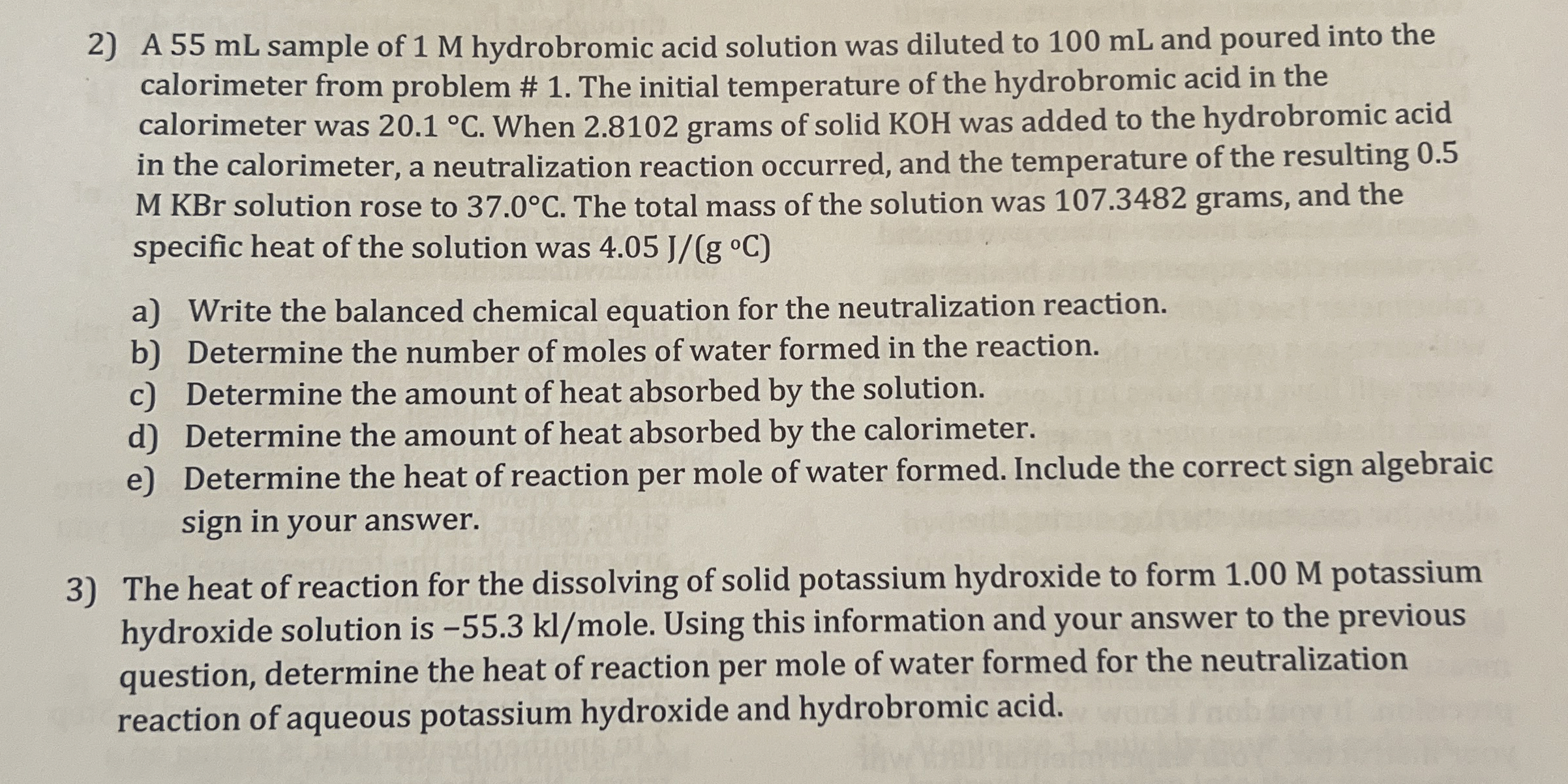 Solved The heat of reaction for the dissolving of solid | Chegg.com