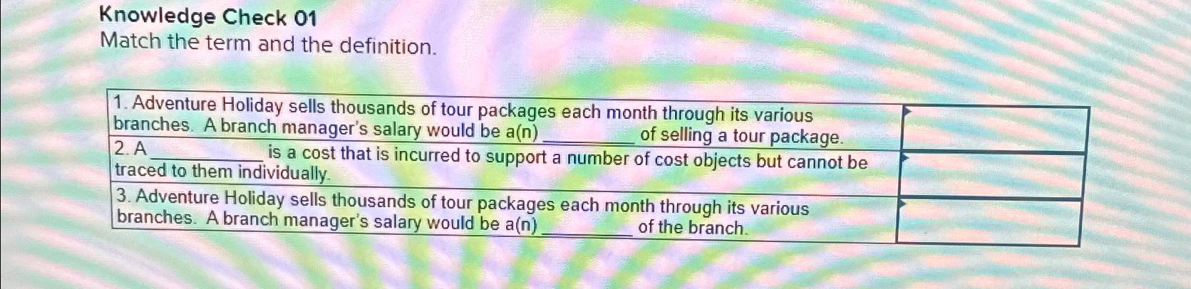 Solved Knowledge Check 01Match the term and the | Chegg.com