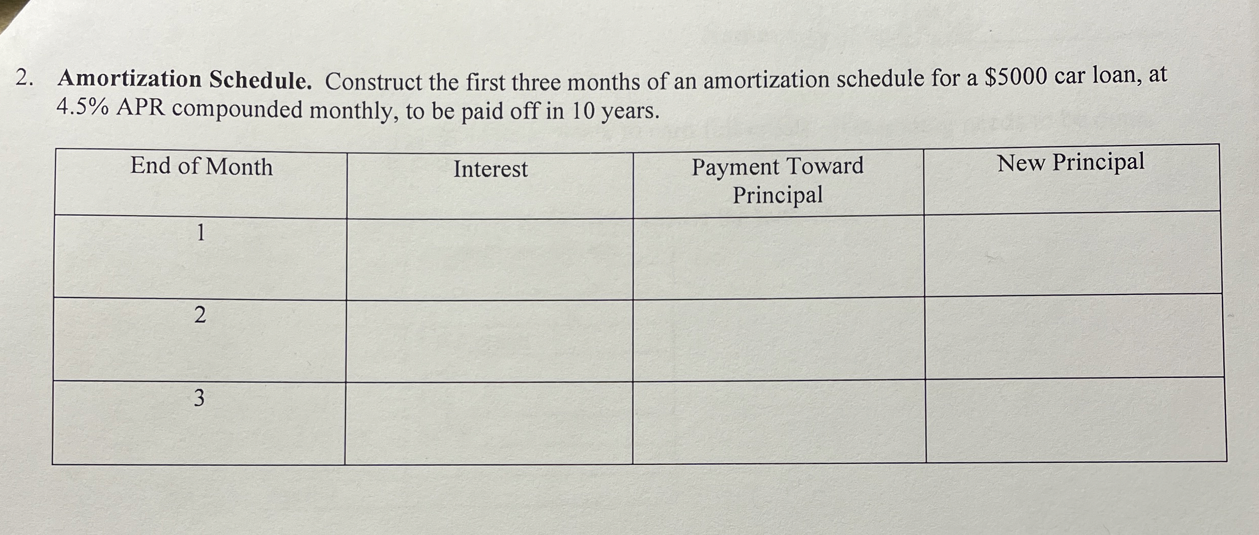 Solved Amortization Schedule. Construct the first three | Chegg.com