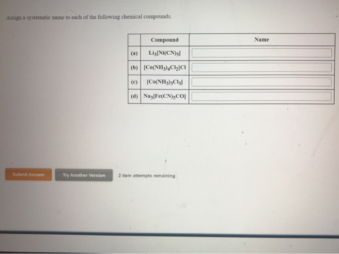 Solved Assign a systematic name to each of the following | Chegg.com