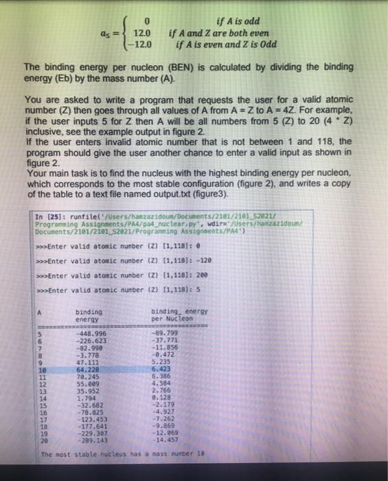 Solved 1. Problem Description: The total nuclear binding | Chegg.com