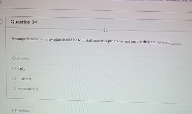 Solved Question 34A comprebensive secunty plan should be to | Chegg.com