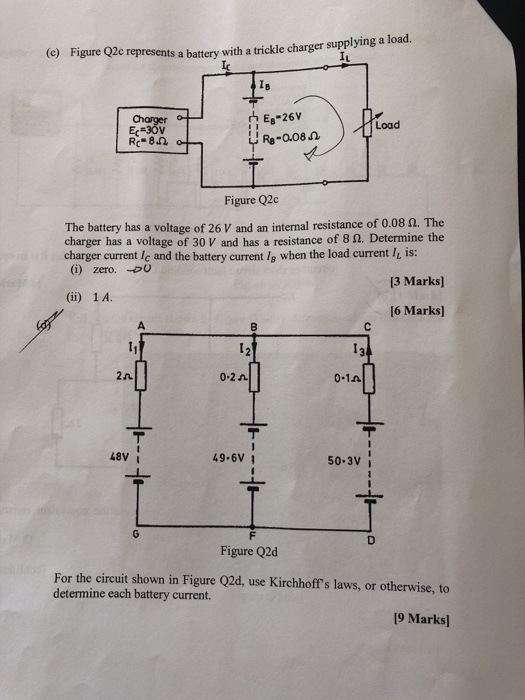 Solved Figure Q2c represents a battery with a trickle | Chegg.com
