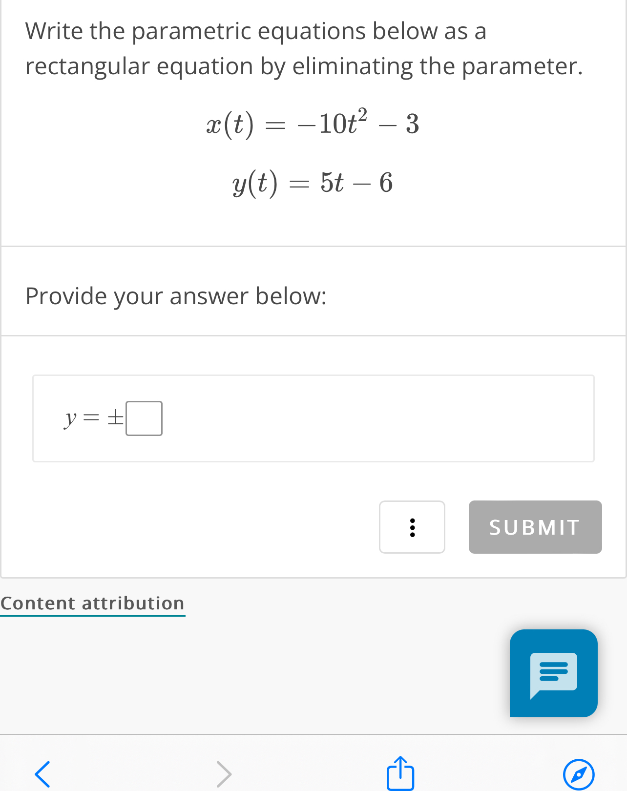 Solved Write the parametric equations below as a rectangular | Chegg.com