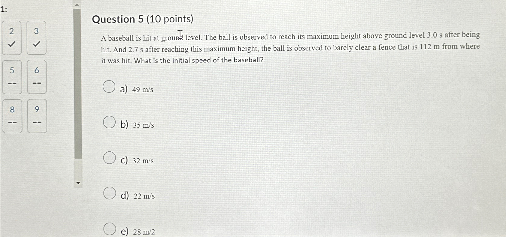 Solved Question 5 (10 ﻿points)A baseball is hit at ground | Chegg.com