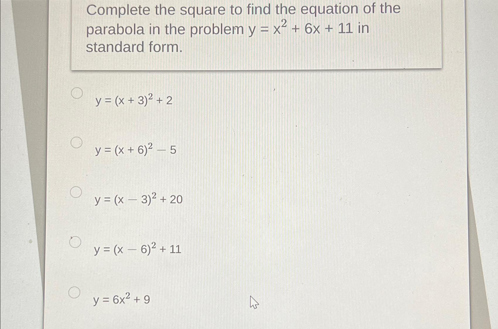 Solved Complete the square to find the equation of the | Chegg.com