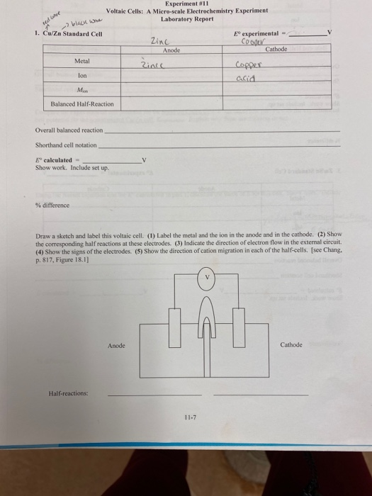 Solved Experiment 811 Voltaic Cells: A Micro-scale | Chegg.com
