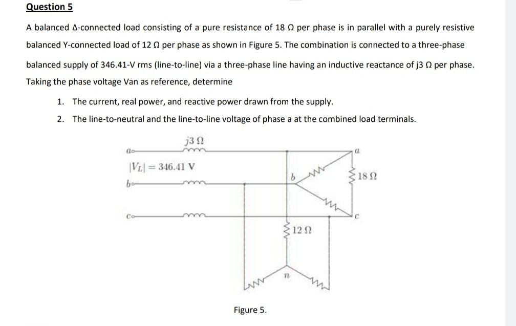 Solved A balanced Δ-connected load consisting of a pure | Chegg.com