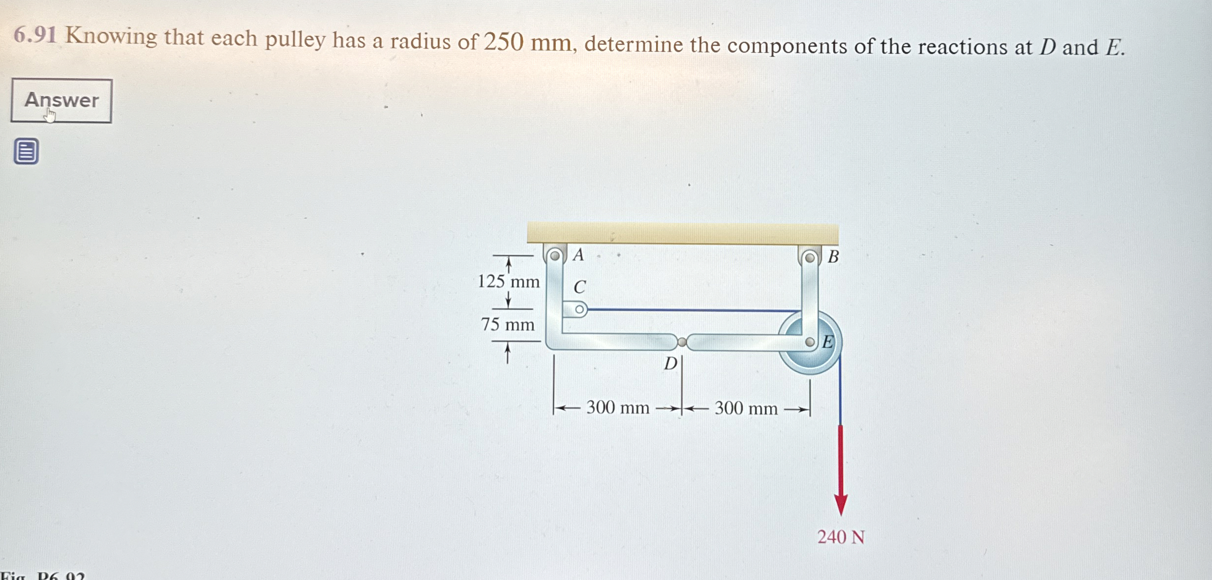 Solved 6.91 ﻿Knowing that each pulley has a radius of 250 | Chegg.com
