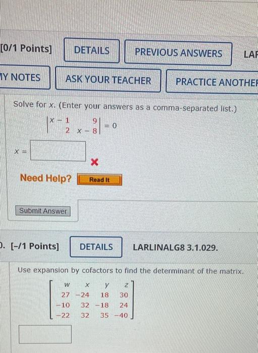 Solved Solve for x. (Enter your answers as a comma-separated | Chegg.com