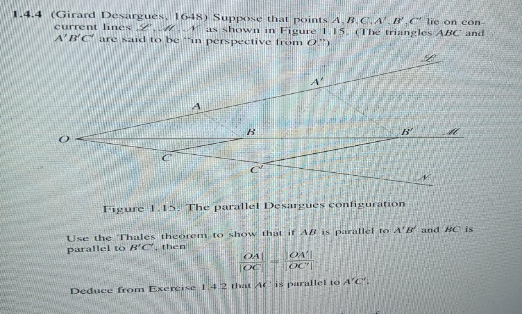 Solved 4.4 (Girard Desargues, 1648) Suppose that points | Chegg.com