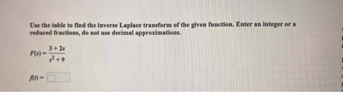 Solved Use the table to find the inverse Laplace transform | Chegg.com