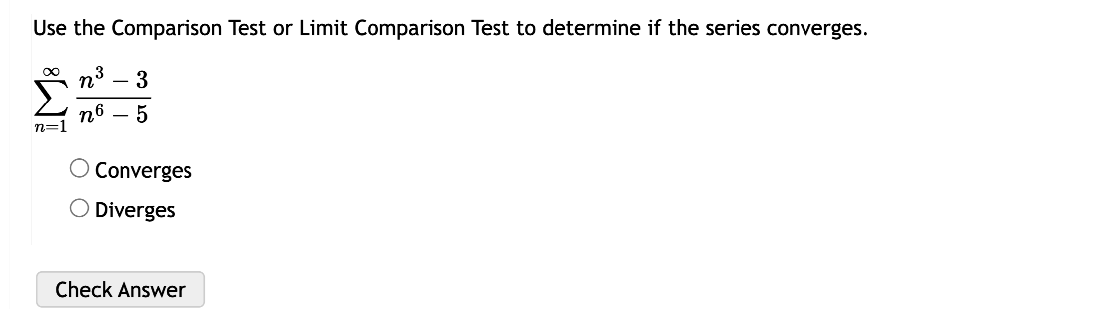 Solved Use the Comparison Test or Limit Comparison Test to | Chegg.com