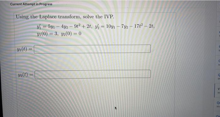 Solved Current Attempt in Progress Using the Laplace | Chegg.com