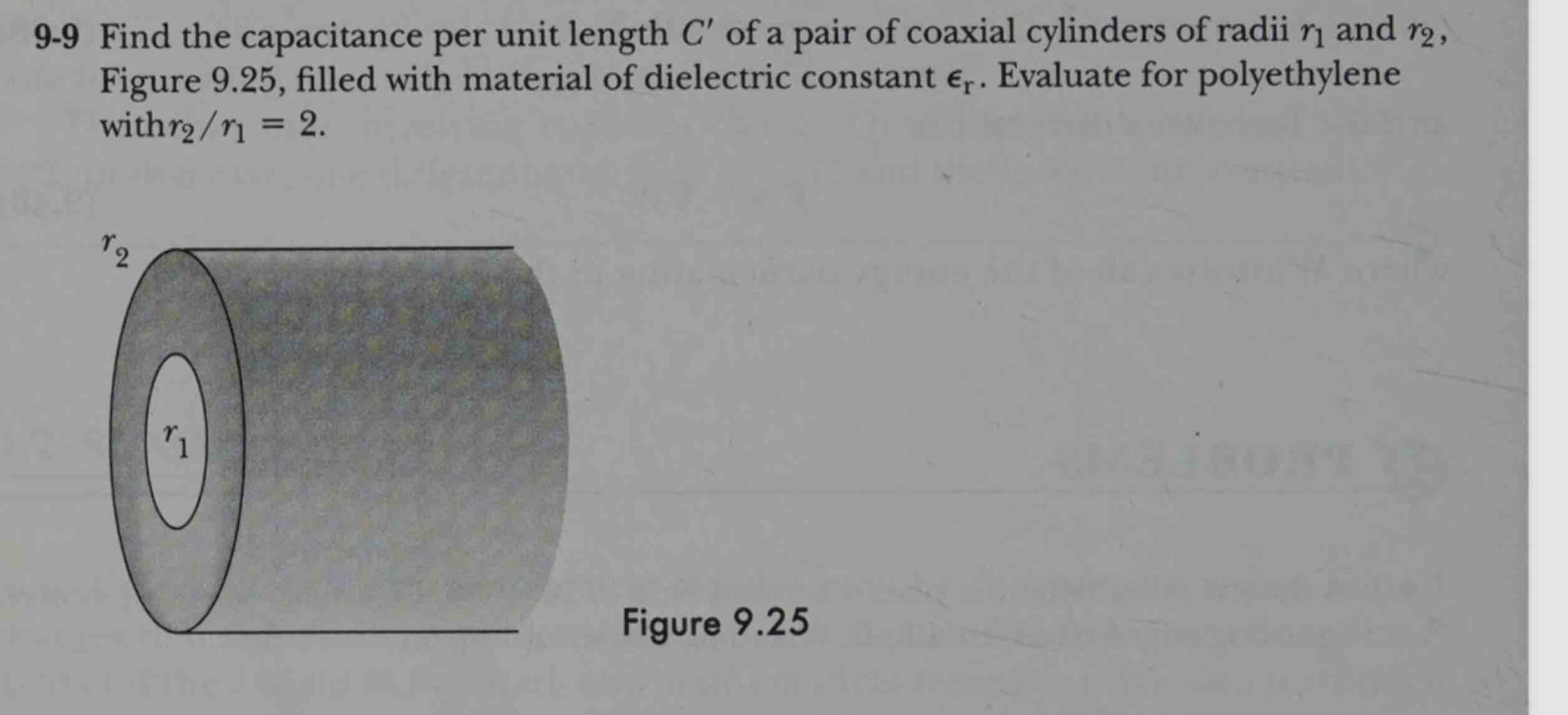 9-9 ﻿Find the capacitance per unit length C' of ﻿a | Chegg.com