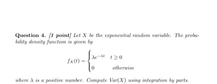 Solved Question 4 1 Point Let X Be The Exponential Random 1822