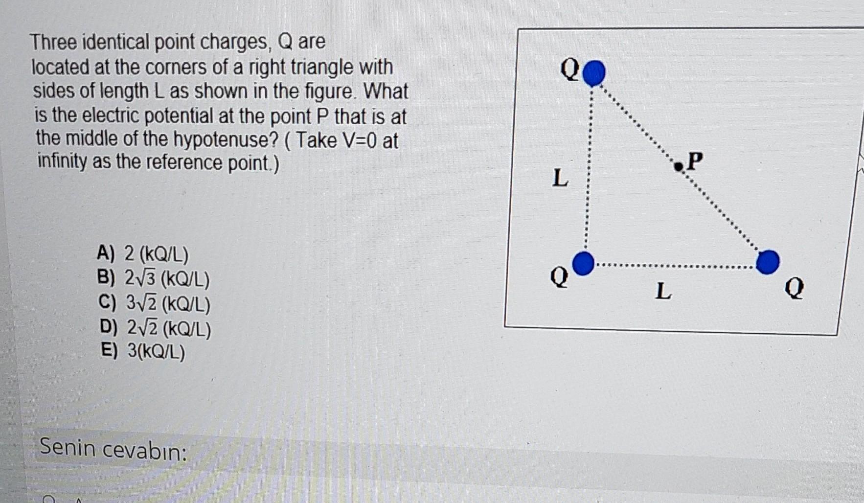 Solved Three identical point charges, Q are located at the | Chegg.com