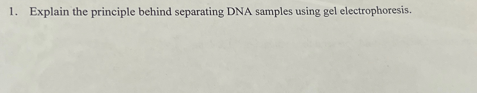 Solved Explain the principle behind separating DNA samples | Chegg.com