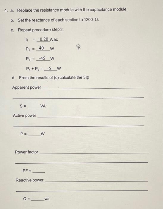 a. Replace the resistance module with the capacitance | Chegg.com