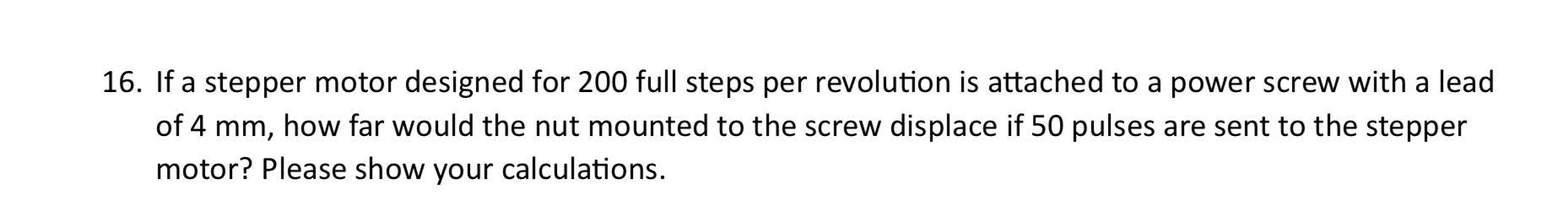 Solved If a stepper motor designed for 200 ﻿full steps per | Chegg.com