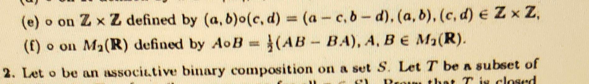 Solved E ∘ On Z×z Defined By