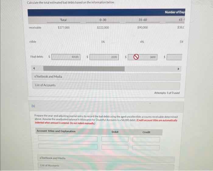 Solved Calculate the total estimated bad debts based on the | Chegg.com