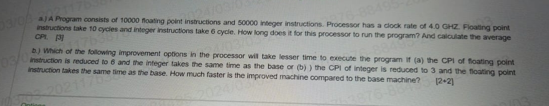 Solved a.) ﻿A Program consists of 10000 ﻿floating point | Chegg.com