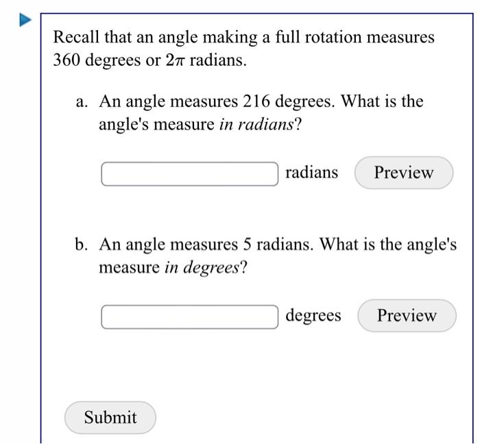 Solved Recall That An Angle Making A Full Rotation Measures