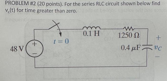 Solved PROBLEM \#2 (20 points). For the series RLC circuit | Chegg.com