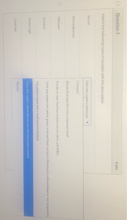 Solved D Question 1 6 pts Match the following types of | Chegg.com