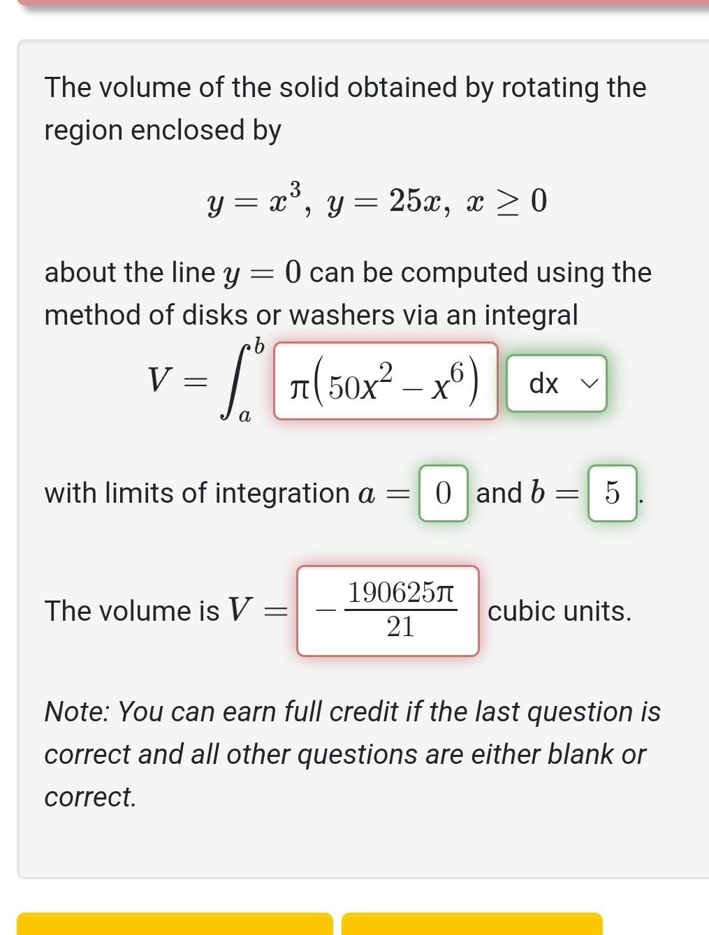 Solved The volume of the solid obtained by rotating the | Chegg.com