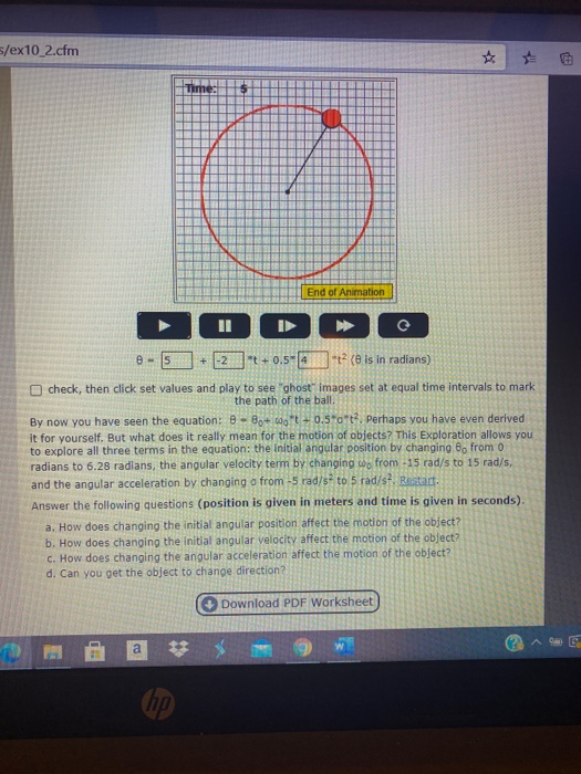 Solved a). How does changing the initial angular position | Chegg.com