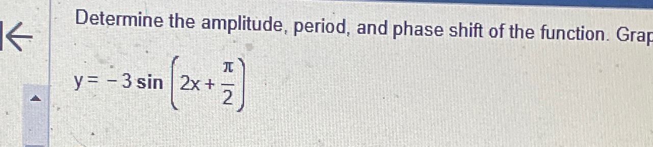 Solved Determine the amplitude, period, and phase shift of | Chegg.com