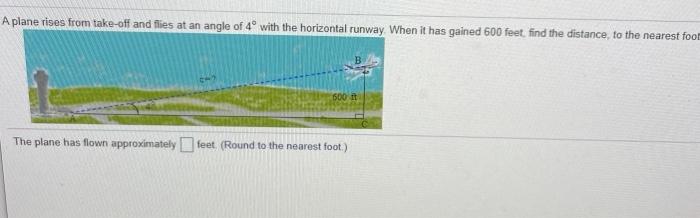 Solved A plane rises from take-off and flies at an angle of | Chegg.com
