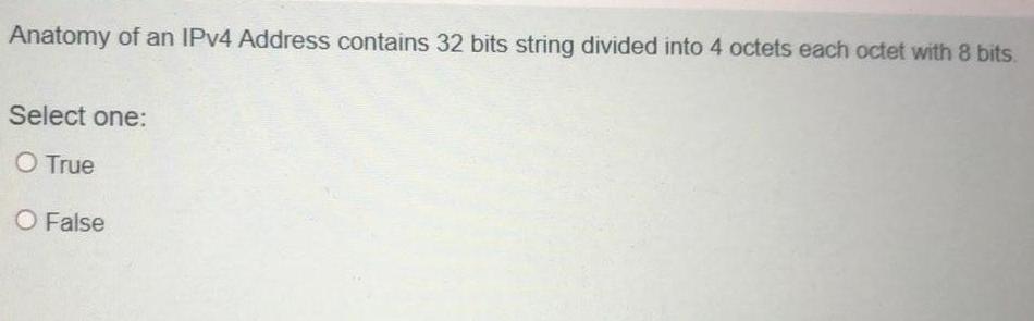 Solved Anatomy of an IPv4 Address contains 32 bits string | Chegg.com