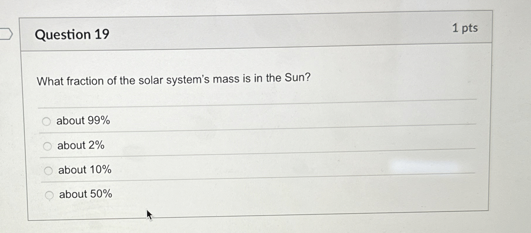 Solved Question 191 ﻿ptsWhat fraction of the solar system's | Chegg.com