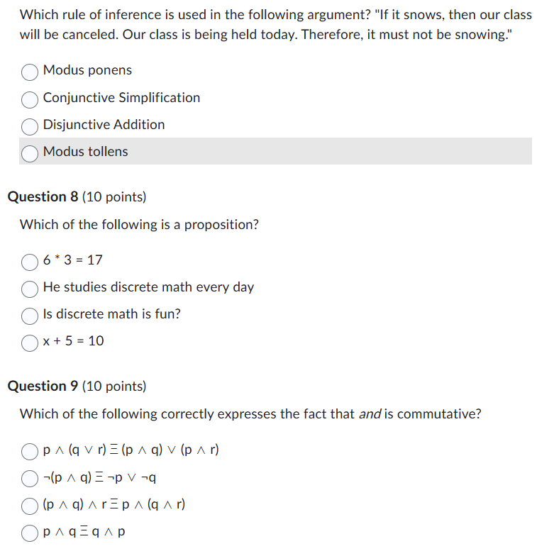 Solved Which rule of ﻿inference is ﻿used in ﻿the following | Chegg.com