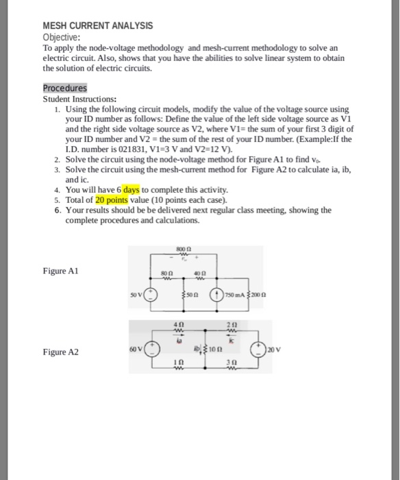 Solved MESH CURRENT ANALYSIS Objective: To apply the | Chegg.com