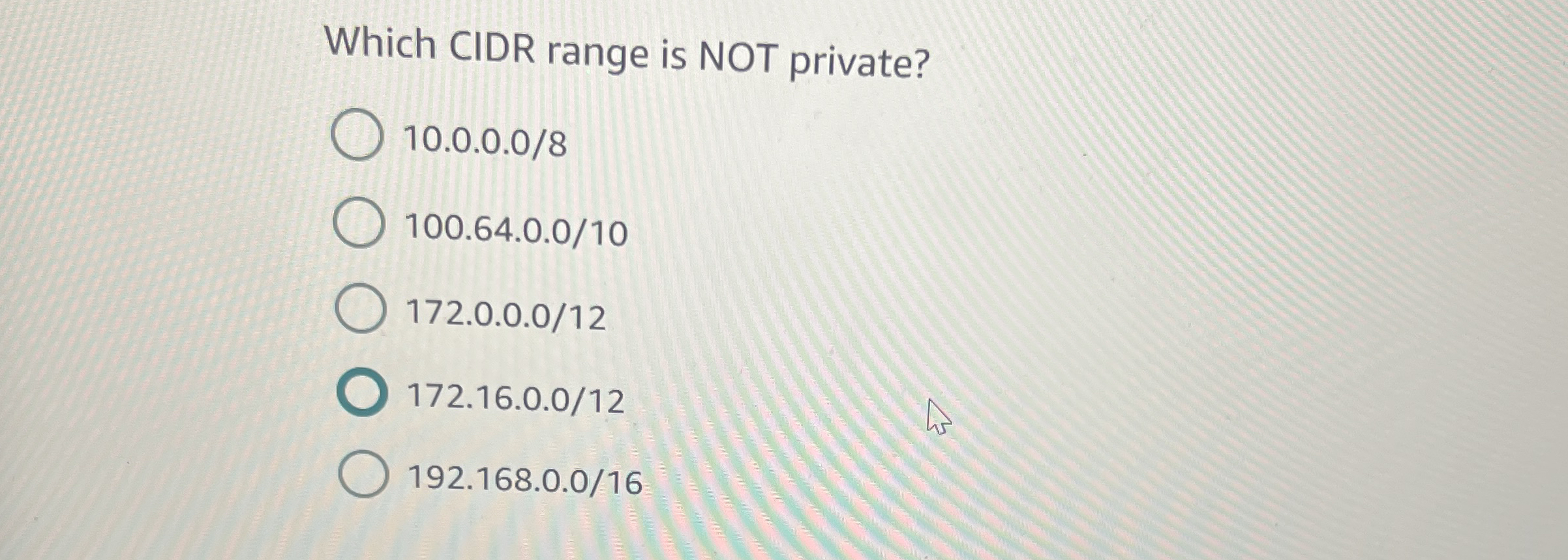 Solved Which CIDR range is NOT | Chegg.com