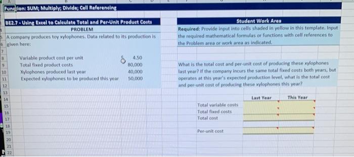 Solved Fune flon: SUM; Multiply; Divide: Cell Refereneing | Chegg.com