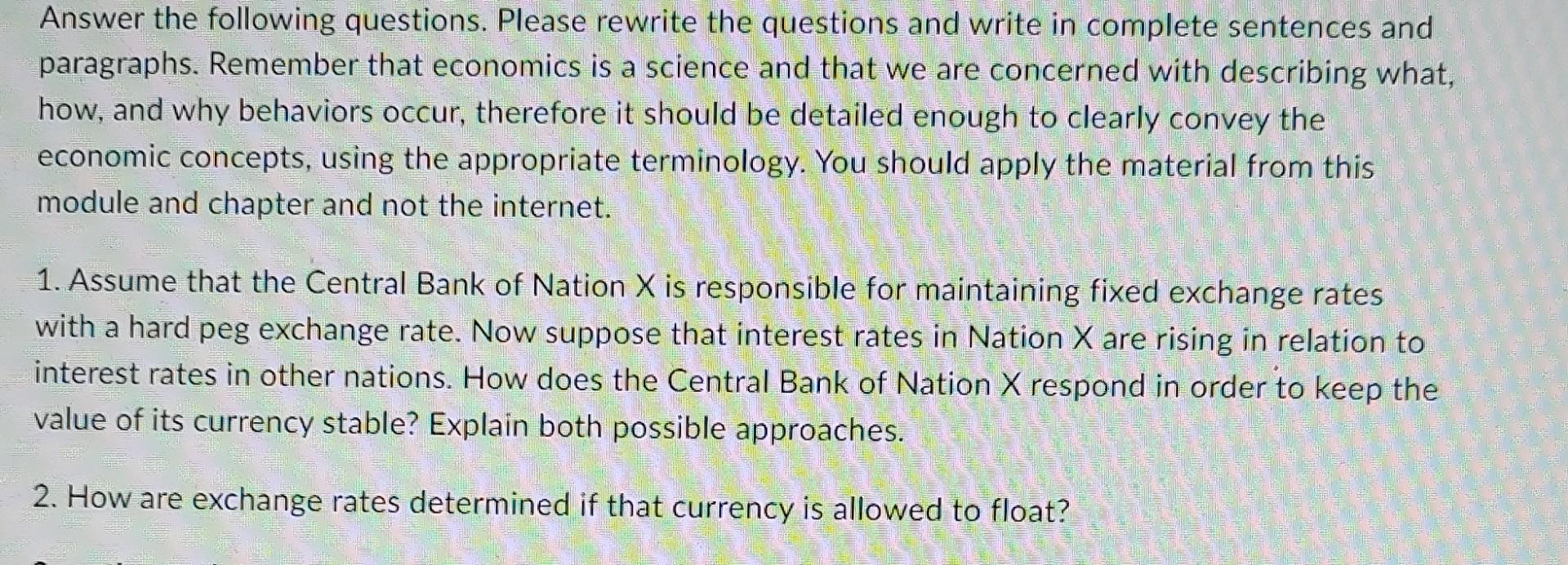 Solved Answer the following questions. Please rewrite the | Chegg.com