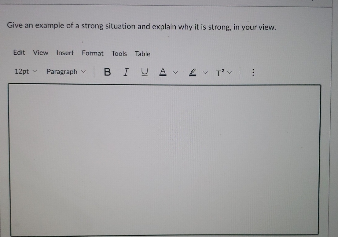 Solved Give an example of a strong situation and explain why | Chegg.com