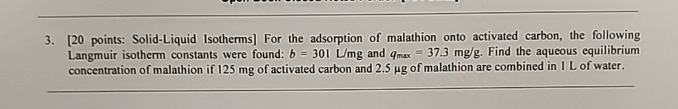 Solved [20 ﻿points: Solid-Liquid Isotherms] ﻿For the | Chegg.com