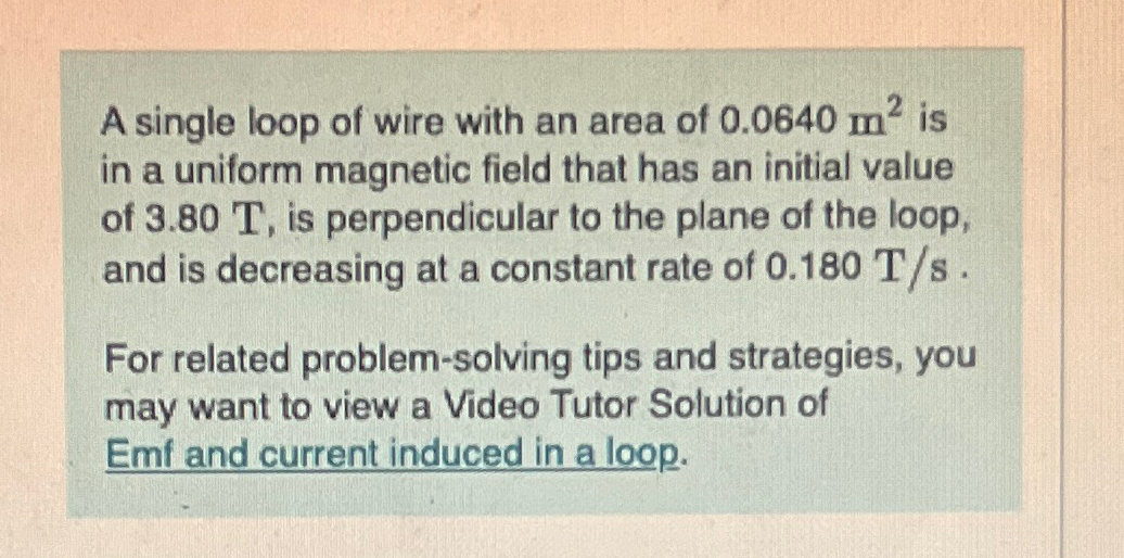 Solved A single loop of wire with an area of 0.0640m2 ﻿is in | Chegg.com