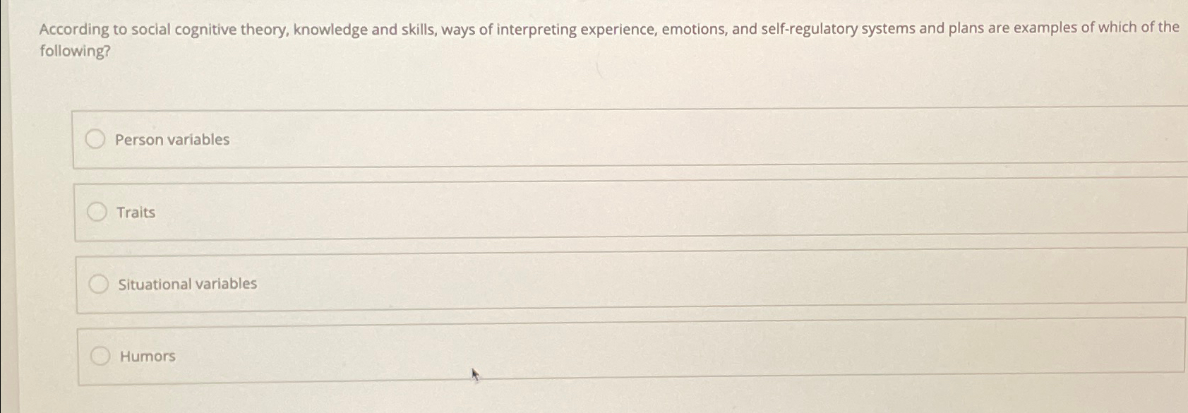 Solved According to social cognitive theory, knowledge and | Chegg.com